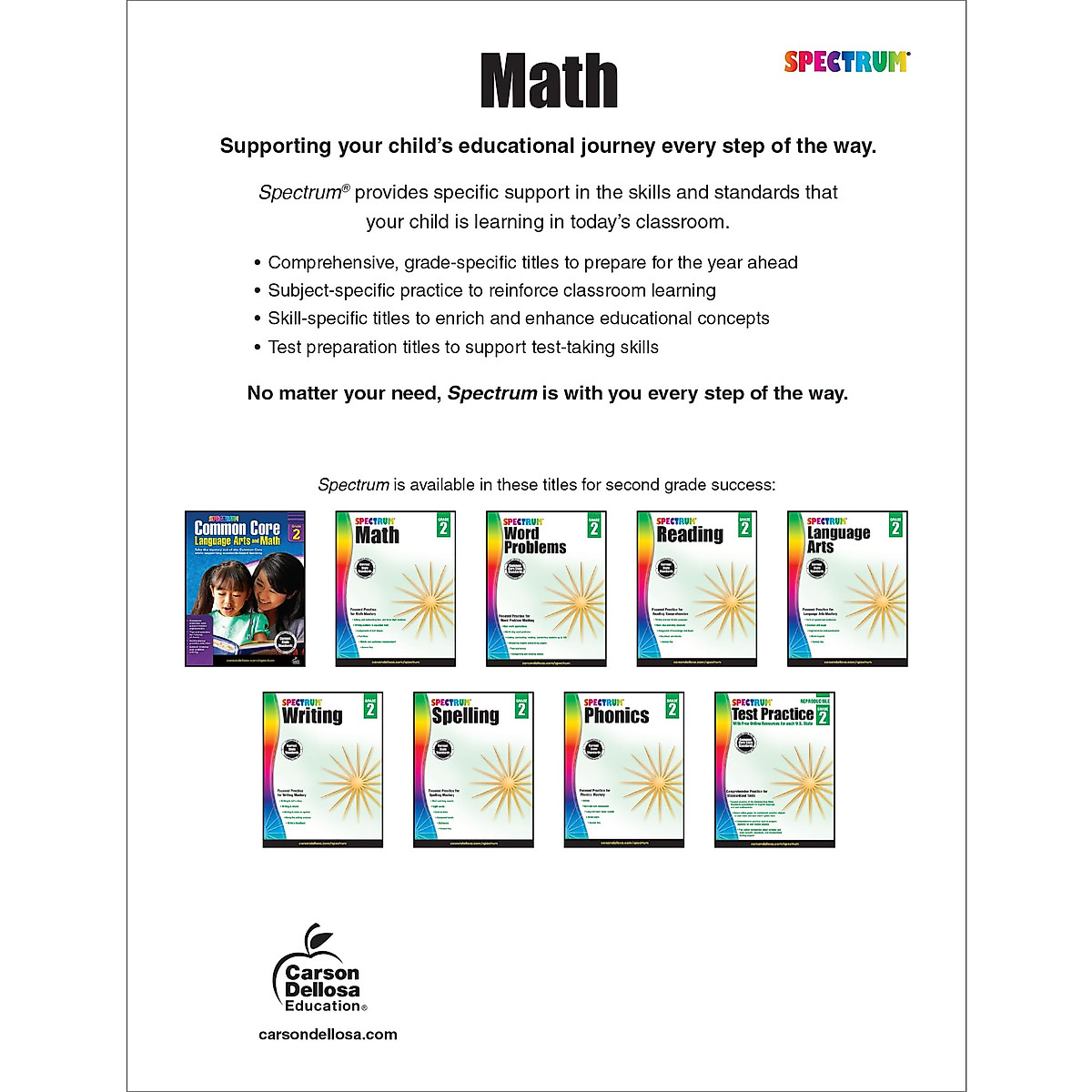 Spectrum 2nd Grade Math Workbook, Ages 7 to 8, Math Workbooks Grade 2 Covering Fractions, Adding and Subtracting 2- and 3-Digit Numbers, 3-D Shapes, and Measurement, Spectrum Grade 2 Math Workbook