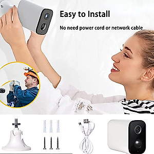Taomech ElecEye Security Camera Outdoor,WiFi Wireless Battery Powered Home Security Camera with Motion Detection,2-Way Audio,Night Vision,Remote Access and SD Storage,White(AP35)