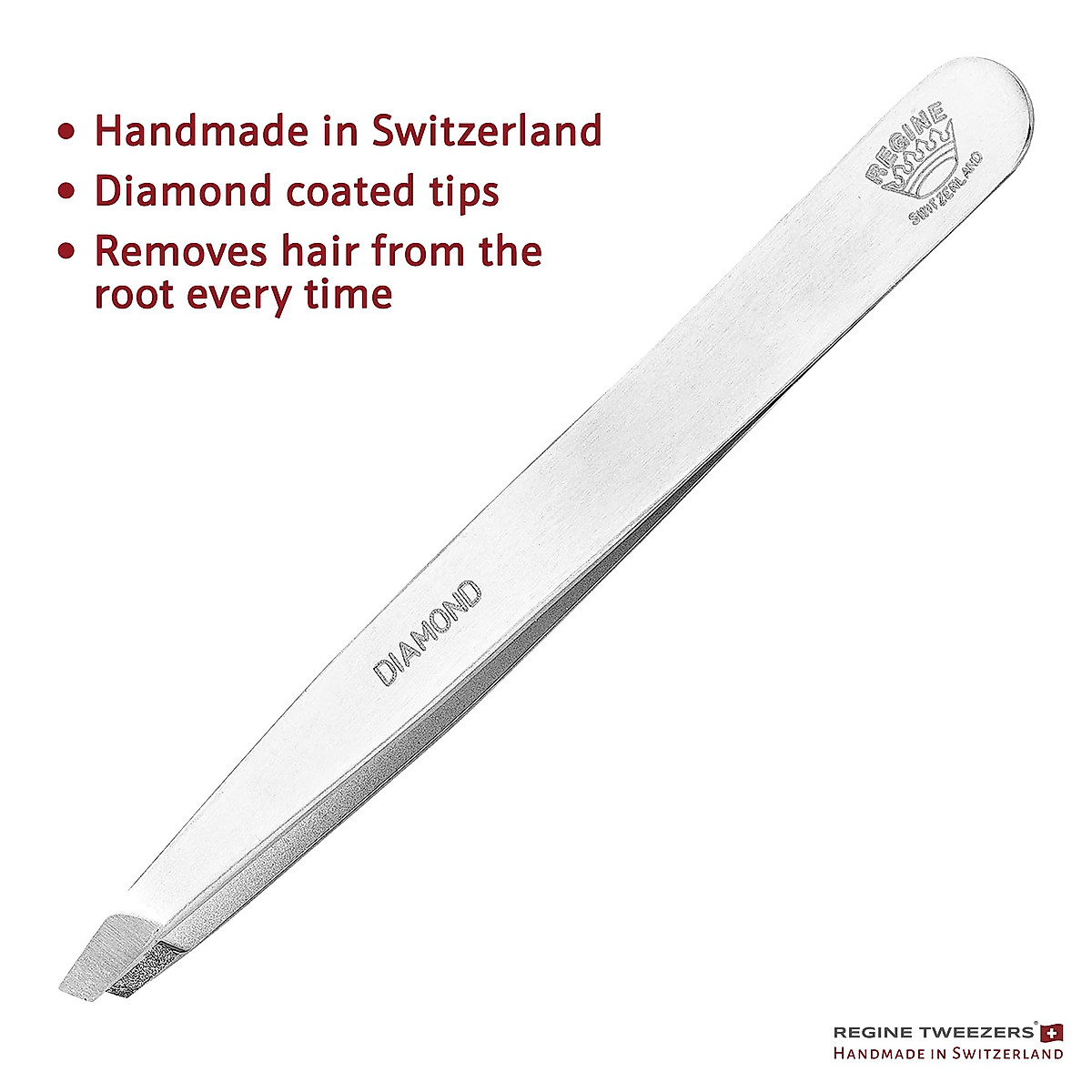 Professional Tweezers Diamond Slant Tip - Diamond Tip Tweezers for Men & Women - High Precision Design for Face, Eyebrow, Hair & Grooming - Stainless Steel Handmade Beauty Tool