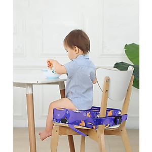 Toddler Booster Seat for Dining Table, KIDUN Portable Dining Chair Heightening Cushion, Washable Adjustable Booster Chair Increasing Cushion for Kids with Safety Buckles and Non-Slip. (Purple)