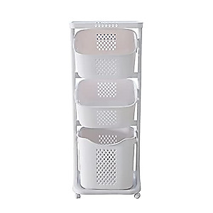 3 Tier Washing Clothes Basket Plastic Dirty Clothes Hamper with Wheels Dirty Laundry Basket Organizer Dirty Clothes Washing Hamper Storage Basket Laundry Sorter