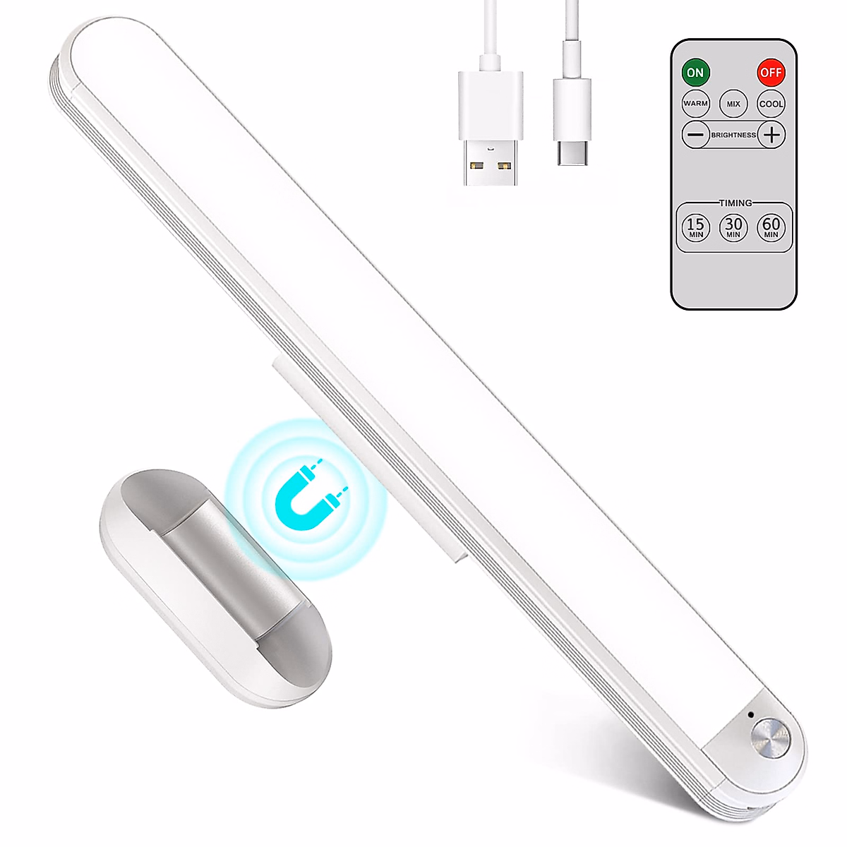 Bunk Bed Lights, 3 Colors 2400mAh 7W, Dimmable Touch 30 Led Light Bar with Remote Stick on Night Lamp for Kids, Wall Reading, Headboard, Bedroom, Rechargeable Under Cabinet Lighting