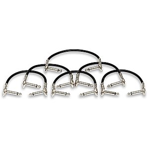 Hosa IRG-600.5 Low-Profile Right Angle Guitar Patch Cable, 6 Inch (6 Pieces) , Black