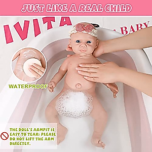 IVITA 20 inch Full Silicone Baby Dolls,Not Vinyl Dolls,Full Body Silicone Reborn Baby Dolls, Real Newborn Baby Dolls - Girl