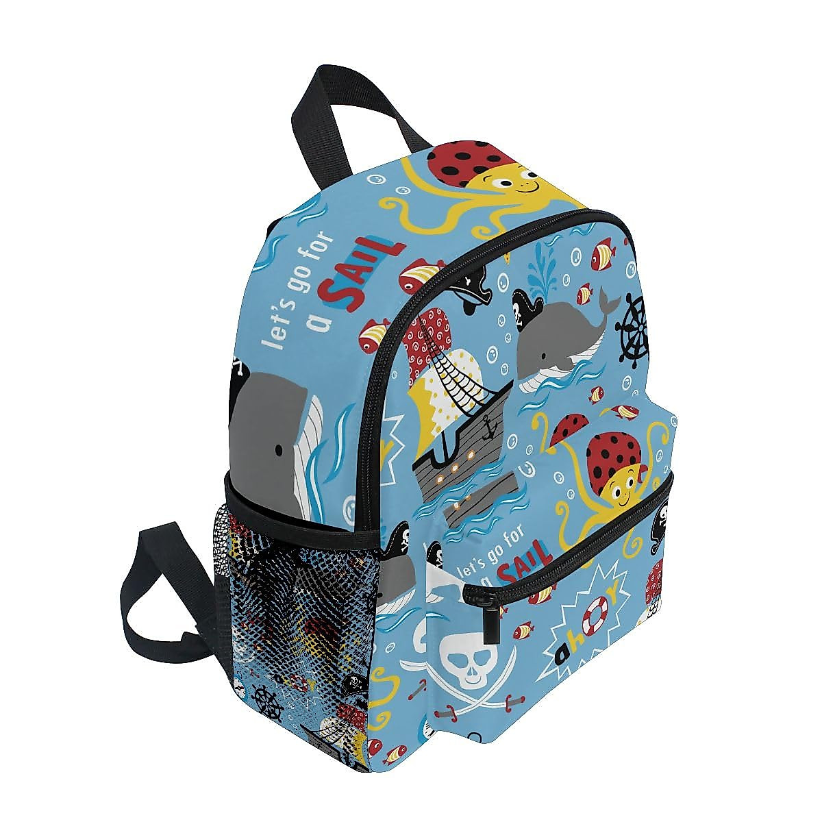 ODAWA Cartoon Pirates Elements Kids Backpacks with Name Tag Kindergarten Toddler Backpack