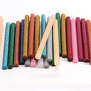 ZOENHOU 308 PCS Colored Glitter Hot Glue Sticks, 14 Colors Melt Adhesive Glue Sticks, Mini Glue Sticks for DIY Art Craft General Repairs Gluing Projects, 4 x 5/16 Inch