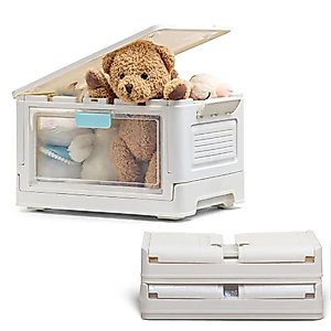 Storage Bins with Lids, Dual Open Large Storage Boxes Plastic 23Qt, Stackable Collapsible Closet Organizers and Storage, Foldable Storage Containers for Clothes,Toys,Food,Kitchen,Dorm,Bedroom Storage