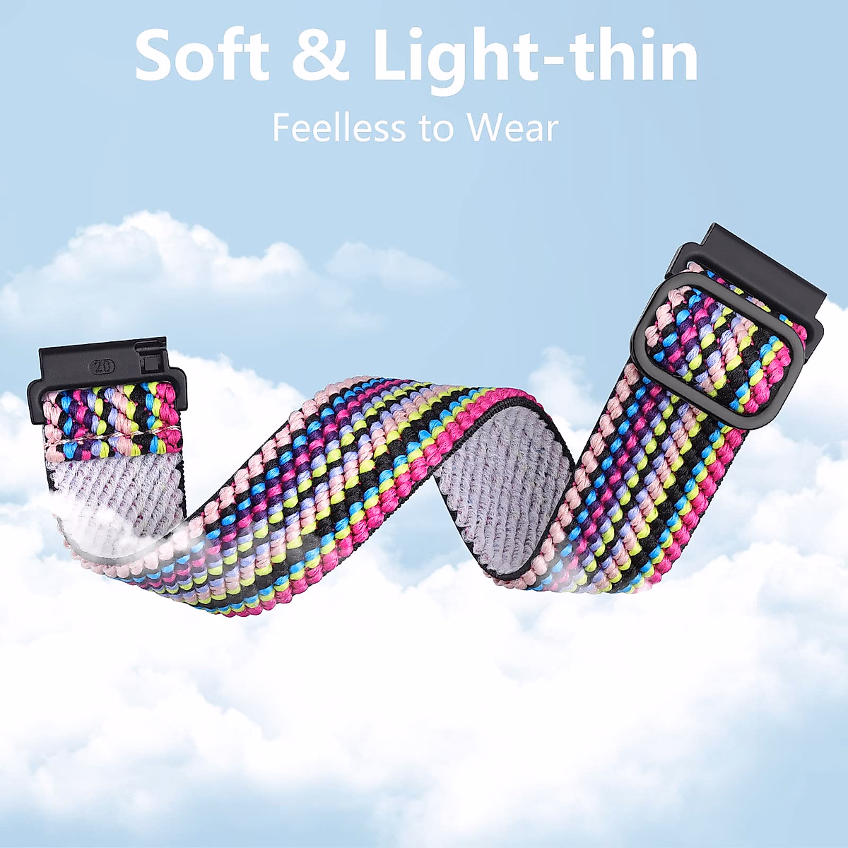 Ouwegaga Elastic Bands Compatible with Samsung Galaxy Watch 7 6 5 4 Band 40mm 44mm,Galaxy Watch 5 Pro 45mm/Watch 6 4 Classic 47mm 43mm 42mm 46mm /Watch FE/Active 2, 20mm Stretchy Nylon Strap Women Men