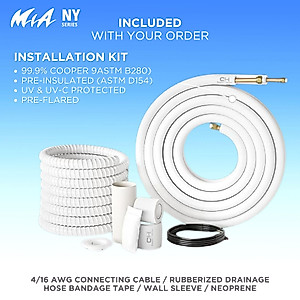 Cooper & Hunter MIA Series, Mini Split Air Conditioner and Heater, 6,000 BTU, 115V, 21.5 SEER2, Wall Mount Ductless Inverter Heat Pump System, Including 16ft Installation kit