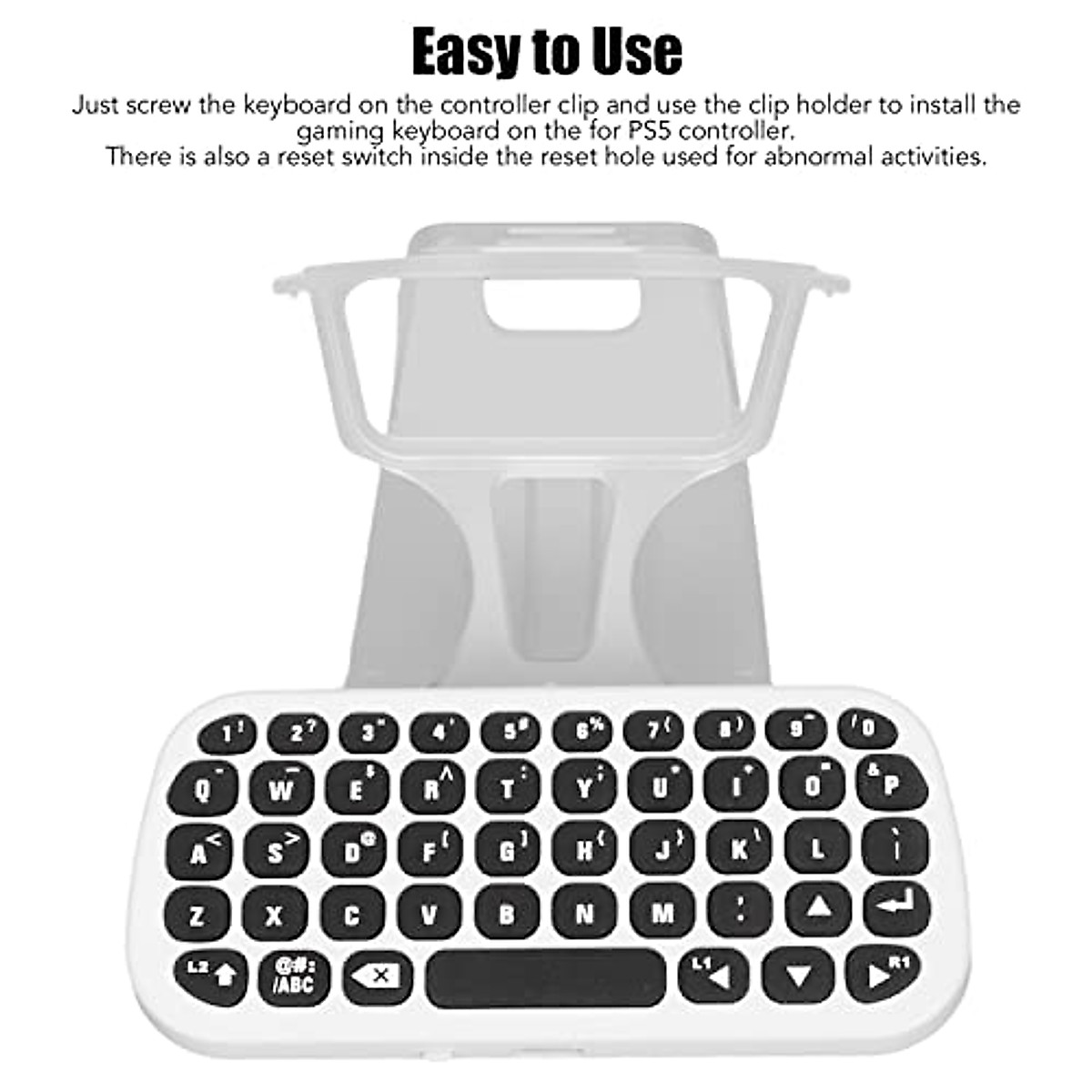 DAUERHAFT Wireless Controller Keyboard, LED Indicator Gamepad Wireless Bluetooth Chatpad Plug and Play White ABS Ergonomic for Typing