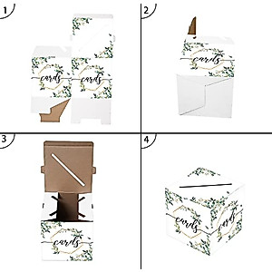 Greenery Theme Card Box – 8”*8”*8” Gift Or Money Box Holder for Wedding,Baby or Bridal Shower,Birthday, Graduation,Engagement, Party Favor, Decorations, 1 Set(hezi-B015)