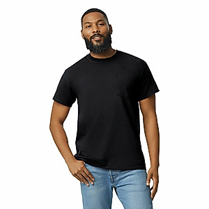 Gildan Adult Ultra Cotton T-Shirt with Pocket, Style G2300, 2-Pack, Black, Large