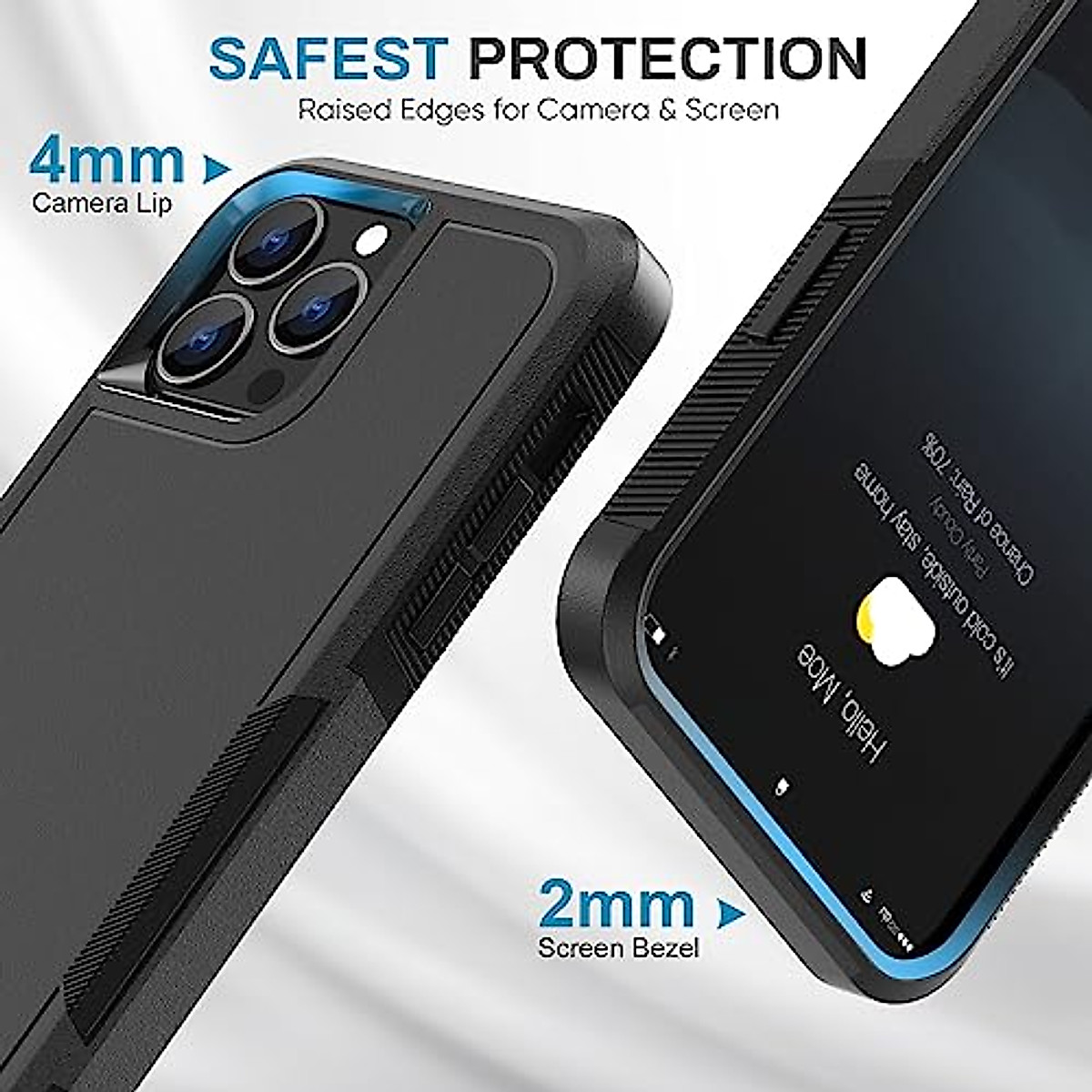 MAXCURY for iPhone 14 Pro Max Case, Heavy Duty Shockproof Dual Layer Rugged Full-Body Protective Phone Cover, 2 in 1 Slim Fit Silicone Rubber Phone Case for Men & Women (Black)