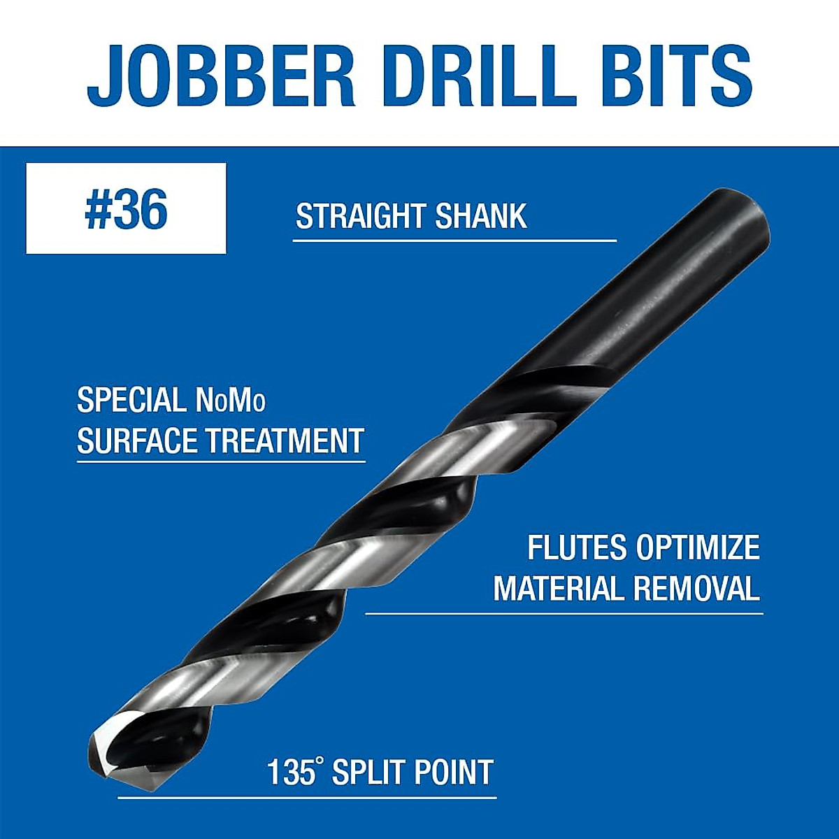 Champion Cutting Tool XL5-36 Brute Platinum HD HSS Jobber Twist Drill 135-Degree Split Point, 12-Pack