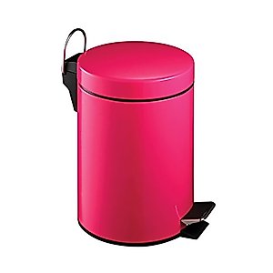 Premier Housewares 506420 Pedal Bin Hot Pink Kitchen Bin Stainless Steel Bathroom Bin Pedal Push Kitchen Bins Recycling Bins 3 L H26 x W17 x D23cm
