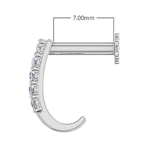 FINEROCK 0.06 Carat 5-Stones Diamond Nose Pin Open Hoop in 18K White Gold (SI1-SI2 Clarity)
