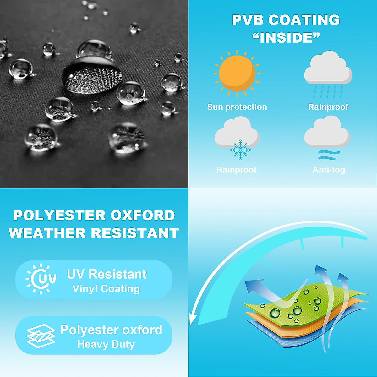 GJMZTQG Heavy Duty Outdoor Wooden Folding Chair Cover, 600D Waterproof UV Resistant Anti-Fading Patio Chair Cover, with Air Vent and Drawstring, Black,30"L x 21.5"W x 31.5"H