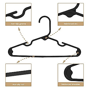 HOUSE DAY Kids Hangers 40 Pack, Premium Baby Hangers for Closet, Slim Plastic Hangers Cute Infant Hangers, Durable Kids Clothes Hanger Toddler Hangers, Childrens Hangers Baby Hangers for Nursery Black
