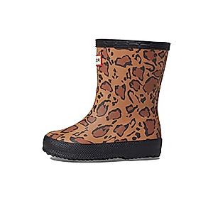 Hunter Little Kids Original First Classic Leopard Print Rain Boot, Rich Tan/Saddle/Black, 7