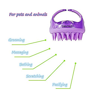 THKUTRUST Pet Brush, For Grooming,Shedding hair, Bathing, and Massaging .Non-Toxic, Easy to Clean, Round-Shaped (Purple)