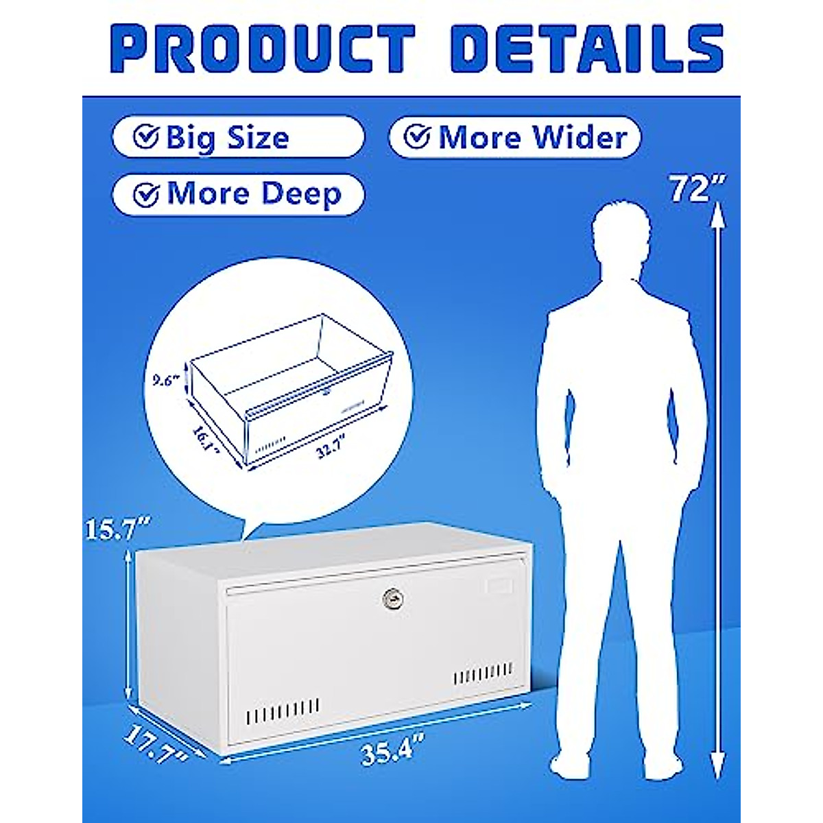 BUTISOW Lateral File Cabinets with Lock,1 Drawer Steel Wide Filing Organization Storage Cabinets,Home Office Furniture for Hanging Files Letter/Legal/F4/A4 Size (Mechanical-White)