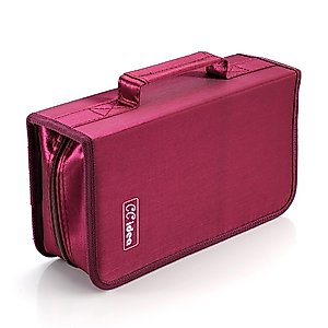 CCidea CD Case DVD Storage Holder, 128 Capacity DVD Cases Organizer CD Plastic Protective Carrying Binder,Portable Cd Wallet for Home Travel (Red)