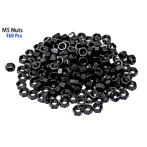 iexcell 480 Pcs M5 x 6/8/10/12/16/20/25/30 Alloy Steel 10.9 Grade Hex Socket Button Head Cap Screws Bolts Nuts Assortment Kit, Black Oxide Finish