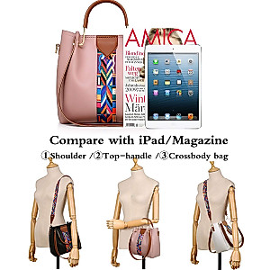 Rullar Women Handbag Set 4 in 1 Top Handle Bag Soft PU Leather Tote Satchel Stitching Shoulder Clutch Bag Purse Wallet Grey