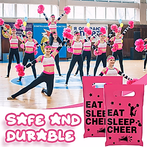Affrolling 100 Pcs Cheerleading Plastic Goodie Bags Bulk 9.84" x 6.5" Cheerleading Party Supplies Cheer Gift Bags with Handle for Team Cheerleader Party Gymnastics Party Decorations