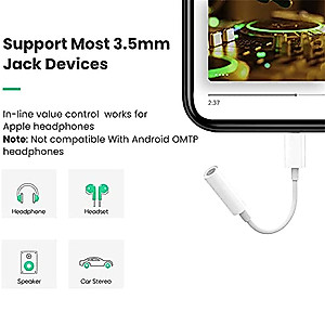 Apple MFi Certified 3 Pack Headphone Adapter for iPhone Connects Lightning to 3.5mm Dongle Auxiliary Audio Splitter Cable AKAVO Adapter Compatible with iPhone 7 8 11 11 Pro 12 12 Pro X XR XS XS Max