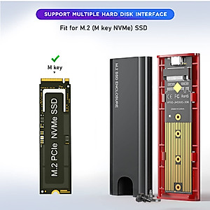 M.2 NVME SSD Enclosure, M.2 SSD Enclosure Aluminum Alloy Case High Speed Ultra Thin 2TB for 2280 SSD