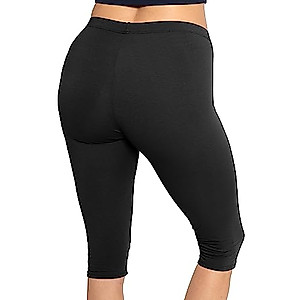 STRETCH IS COMFORT Women's Knee Length Leggings Black Large