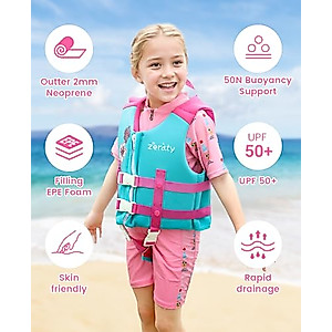 Zeraty Toddler Swim Vest Neoprene Kids Float Jacket Swimming Aid for Children with Adjustable Safety Strap Age 2-9+ Years/36-88Lbs