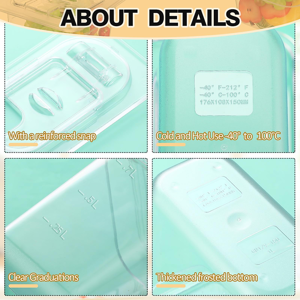 Geetery 12 Pack 1/9 Size 6'' Deep Polycarbonate Food Pan with Lid Clear Stackable Plastic Pan Restaurant Food Storage Containers with Hinged Lids for Hotel Supplies