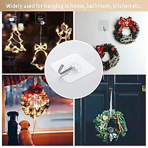 Lcsmaokin Adhesive Wall Heavy Duty Hooks for Hanging 33lb(Max), Transparent Reusable Waterproof Sticky Seamless Hooks for Hanging Keys, Coats, Hats, Bags(30 Pack)