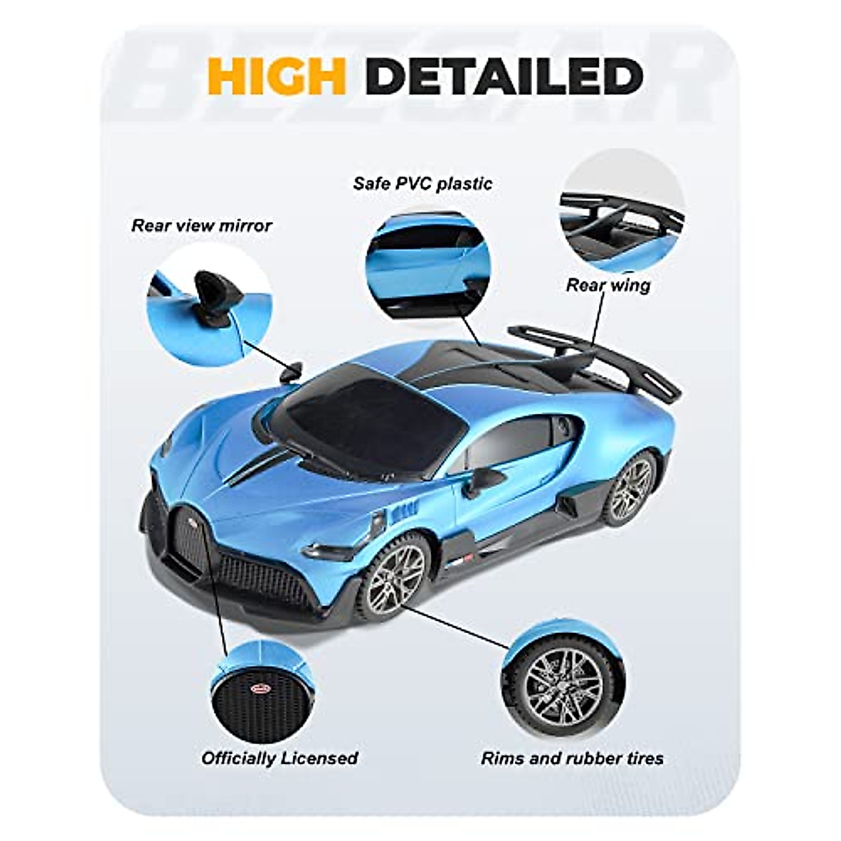 BEZGAR Bugatti Remote Control Car for Boys 8-12 - 1:24 Officially Licensed Bugatti Divo Racing Car Model Vehicle, Experience The Thrill of Bugatti with 2.4Ghz Bugatti Toy Car for Kids and Adults