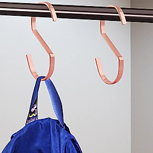 METLUCK 16-Pack 4 Inch Flat S Shape Hooks Heavy-Duty Chrome Finish Hanging S Hooks for Kitchenware, Pots, Utensils, Plants, Towels, Gardening Tools, Clothes (Rose Gold)