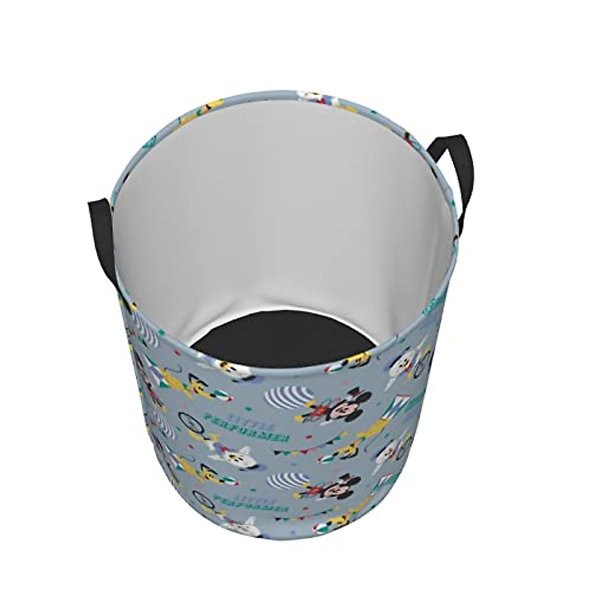 Ybovejuk Cute Large Laundry Basket fit Cartoon Character H4 Durable Waterproof Portable with Handle for Bedroom Room collapsible baskets Round Dirty Storage Clothes Circular hampers - M Black 4