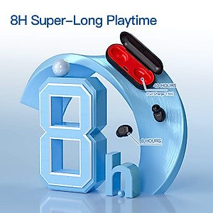 Bluetooth 5.0 Wireless Earbuds Super Portable True Wireless Stereo Headphones in Ear Deep Bass Built in Mic IPX6 Waterproof with Charging Case (Only 50g) 40H Playtime for Workout Running (Black red)