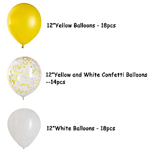 Aimto Yellow and White Balloons White and Yellow Confetti Balloons sunflower balloon,12 Inch–Pack of 50