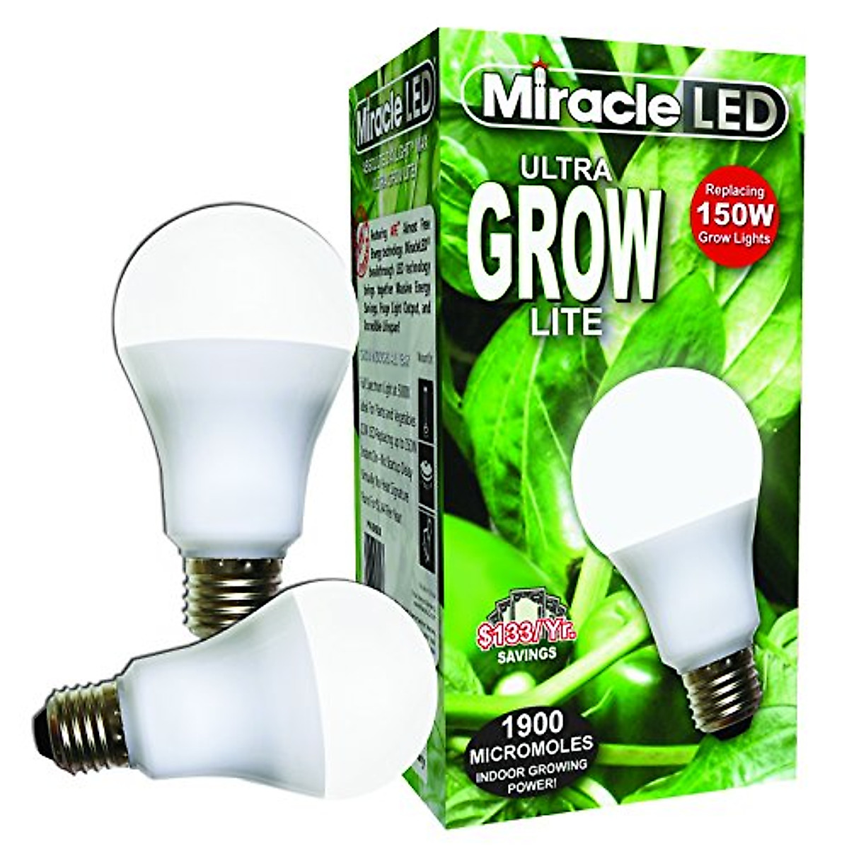 Miracle LED Absolute Daylight Spectrum, Ultra Grow Lite 2-Pack, 12W (604868)