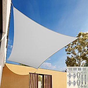 E&K Sunrise Light Gray 6' x 8' Waterproof Sun Shade Sail UV Resistant Block Durable Awning Fabric Cloth Screen for Outdoor Patio Lawn Garden with Hardware Kits -Customized