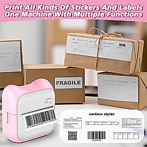 FasionMior 新品 Mini Printer Sticker Maker, Portable Thermal Sticker Printer, Bluetooth Inkless Pocket Printer Compatible with iOS & Android, Inkless Printer Mini with 10 Rolls Paper & 5 Color Pens