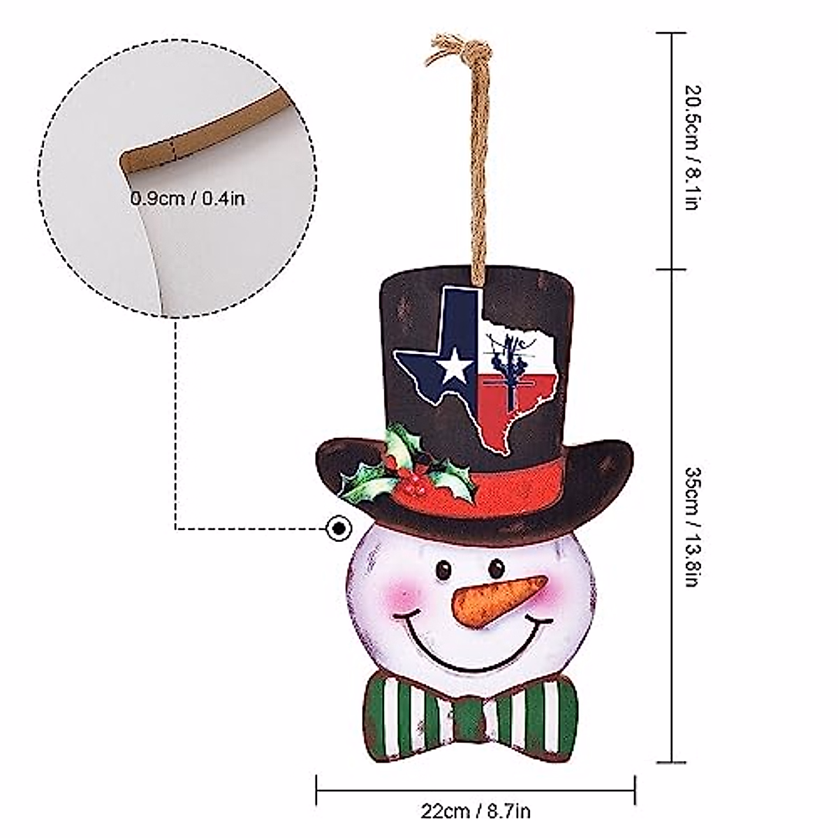 Texas State Outline with Flag Lineman Christmas Sign Wooden Plaque Xmas Snowman Sign for Home Holiday Wall Decor