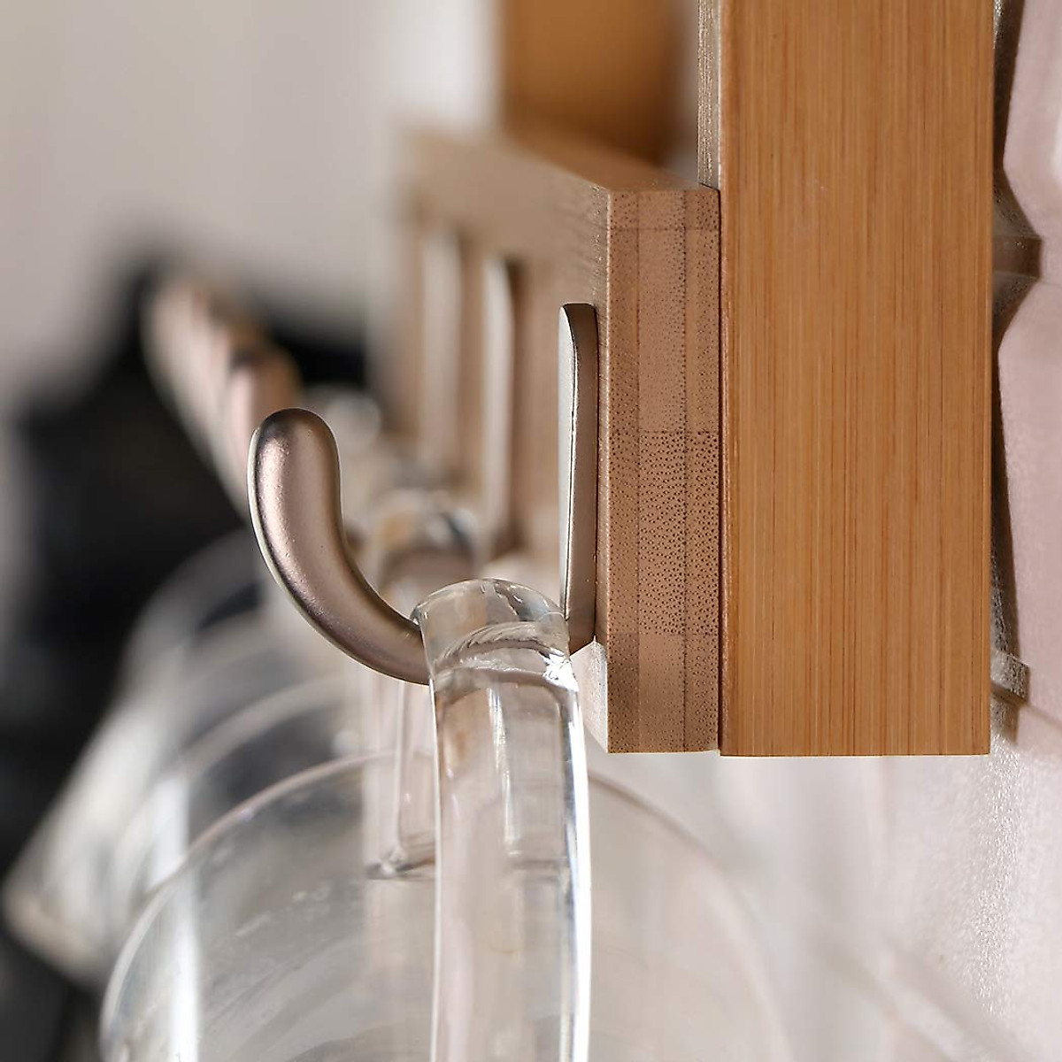 Encozy Coffee Mug Wall Rack, Holder, and Organizer - 7 Hooks Mug with Shelf for Your Favorite Mugs - Adds Charm to Any Kitchen or Office Décor (Bamboo)