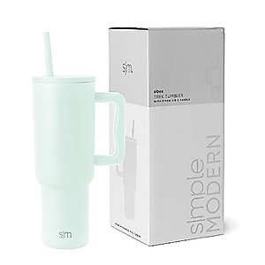 Simple Modern 40 oz Tumbler with Handle and Straw Lid | Insulated Cup Reusable Stainless Steel Water Bottle Travel Mug Cupholder Friendly | Gifts for Women Men Him Her | Trek Collection | Retro Mint