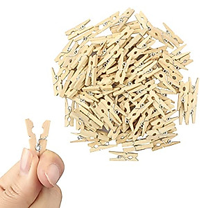 NUTJAM 100 Pack Mini Clothespins, Mini Clothes Pins, Wooden Small Clothes Clips for Photos, Clothesline, Bag, Crafts, Art Wall, Pictures