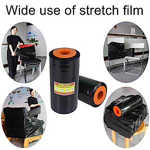 Stretch Wrap/Film Black Industrial Strength Extra Thick 9” x 1000ft 80 Gauge Clear Cling Mini Durable Shrink Wrap Film Roll Plastic Wrap for Moving/Packing Heavy Duty Adhering Packing Heavy Duty Film