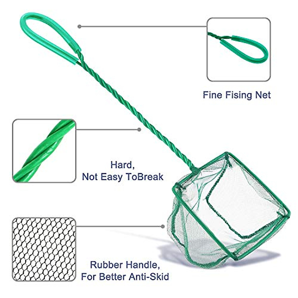 2 Pack Aquarium Fish Nets, DSSPORT 4 Inch Small Mesh Fish Catch Nets with Plastic Handle Green (Pine Green)