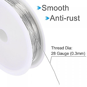 uxcell 28 Gauge Copper Wire 0.3mm Dia Silver Tone Resistant Beading Wires Pendant Making Art Craft DIY Weaving 15M, 1 Roll